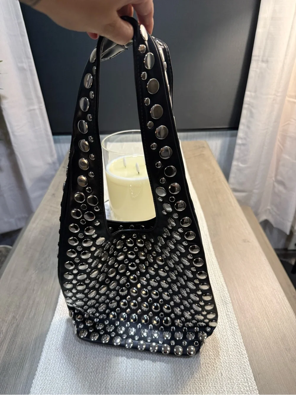 Bags | Black Studded Shoulder Bag | Poshmark